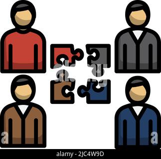 Corporate Team Icon. Editable Bold Outline With Color Fill Design ...