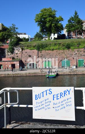 The Butts Ferry, a hand operated pedestrian cable ferry that crosses ...