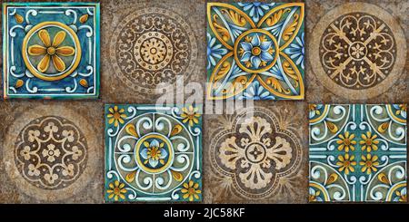 Rustic wall tile design damask pattern for decoration, moroccan design ...