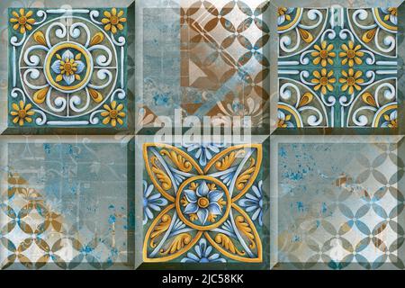 Rustic wall tile design damask pattern for decoration, moroccan design ...