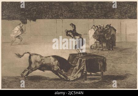 Bullfighter standing on a table in an arena, Francisco de Goya, 1815 ...