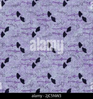 Mushroom seamless hand drawn linen style pattern. Organic fungi natural ...