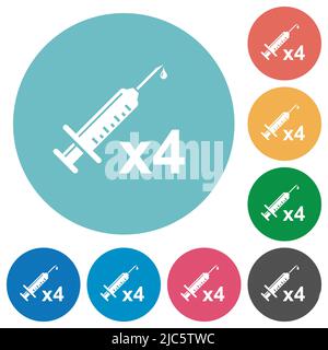 Fourth vaccine dose flat icons on simple color square backgrounds Stock ...