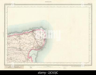 The Isle of Thanet. Margate Ramsgate Broadstairs. Kent. Sketch map 1885 ...