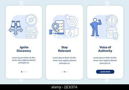 Search engine optimization pillars onboarding mobile app screen Stock ...