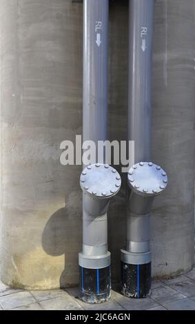 Drainage pipes, pipe with label "RL" with direction for rain line to ...