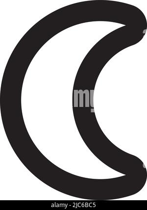 Crescent symbol shape vector icon outline stroke for creative graphic ...
