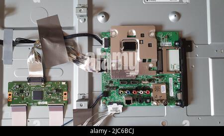 Inside of a TV remote control circuit board Stock Photo - Alamy