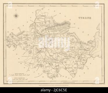 COUNTY TYRONE. Antique county map. Ulster. Northern Ireland ...