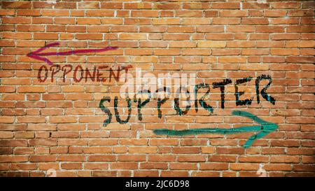 Street Sign the Direction Way to Supporter versus Opponent Stock Photo ...