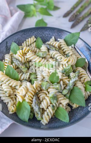 spring pasta with asparagus and wild garlic Stock Photo - Alamy