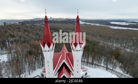 Lala Tulpan mosque, Winter drone views of Russia, Bashkiria, cathedral ...