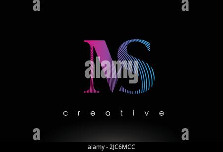 MS Logo Design With Multiple Lines. Artistic Elegant Black and White ...