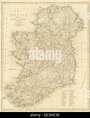 "Ireland Divided into Provinces and Counties." Map shows geographic ...
