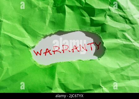 Inspiration showing sign Warranty, Word Written on Free service of ...