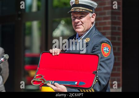 Fire Chief, Robert Hart, at ribbon cutting ceremony for new North Acton ...