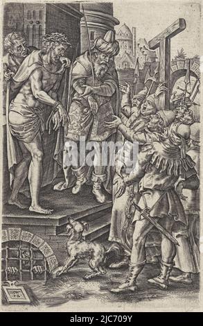 Christ shown to the people, Johannes Wierix, after Pieter van der Borcht, 1581 Pilate shows ...