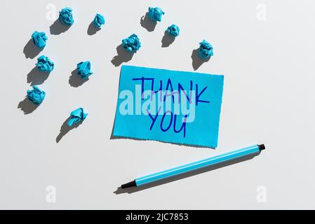 Conceptual display Thank You. Business approach replaying on something ...