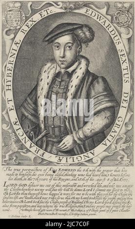 Portrait of Edward VI, King of England, Simon van de Passe, 1618 print ...