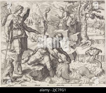 Tobias catches the fish; Story of Tobias. The Archangel Rafaël ...