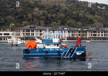 Sea Surface Cleaning Vessel called Mobidick on the Sea at Bosphorus ...