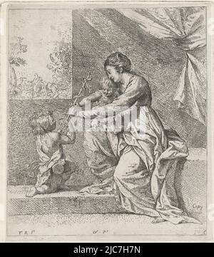 Holy family with Johannes the Baptist on a terrace, Sébastien Bourdon ...