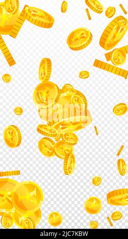 Chinese yuan coins falling. Bold scattered CNY coins. China money ...