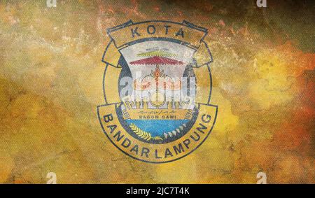 official flag of Bandar Lampung City Indonesia at cloudy sky background ...