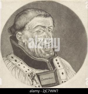 Laughing monk with playing cards, Jacob Gole, after Cornelis Dusart ...