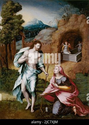 Mary Magdalene recognises the resurrected Christ who is holding a spade ...