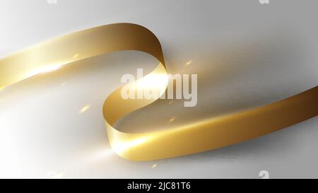 Vector graphic elements of metallic ribbon banner shapes, abstract wavy ...