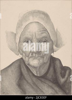 Portrait of Dirkje Koning, Christina Moltzer, 1888 - 1905 print An old ...