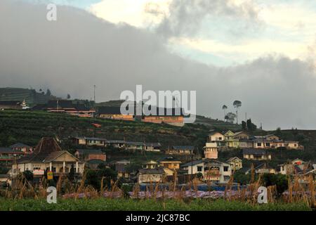 Landscape of highland villages on Dieng Plateau in Central Java ...
