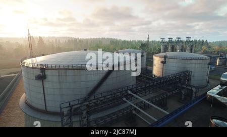 Oil refinery, industrial enterprise, oil refining into gasoline ...