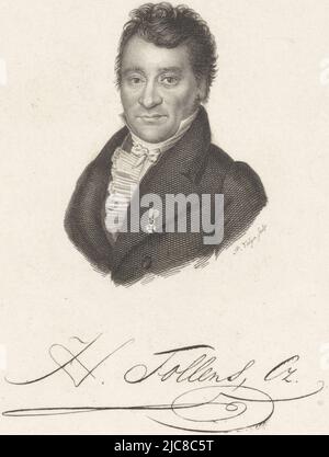Portrait of the poet Hendrik Tollens, print maker: Philippus Velijn ...