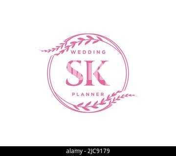 SK Initials letter Wedding monogram logos collection, hand drawn modern ...