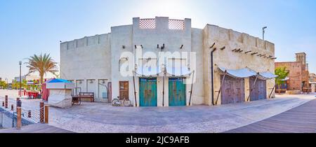The cityscape of historic Al Seef neighborhood with adobe houses ...