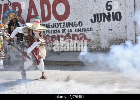 Guns being fired during Carnaval in Huejotzingo, Puebla Mexico Stock ...