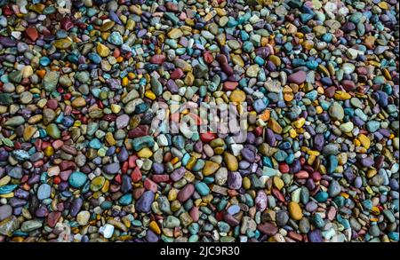 Multi-colored pebbles in the interior, round colored pebbles. Montana ...