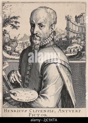 Portrait of Hendrick van Cleef, Simon Frisius, 1610 print The Hague ...