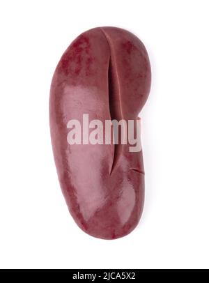 Cut fresh raw pork kidney on white background Stock Photo - Alamy