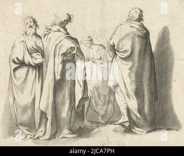 Three men and a woman, Frederick Bloemaert, After Abraham Bloemaert, c ...