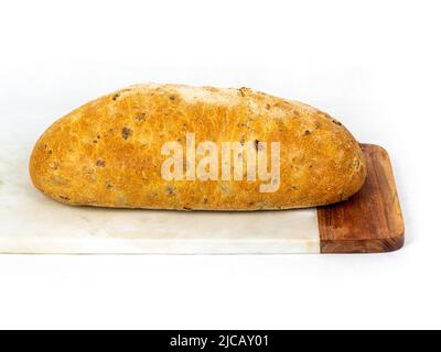 organic multi cereal mediterranean green olives bread bun Stock Photo ...