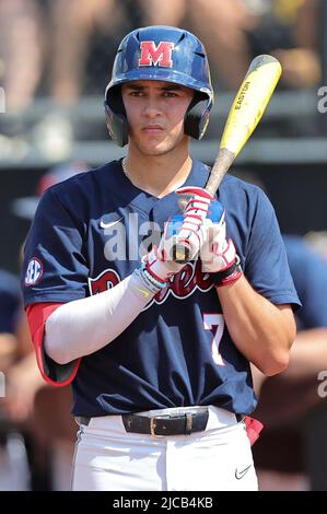 Mississippi infielder Jacob Gonzalez (7) during an NCAA baseball game ...