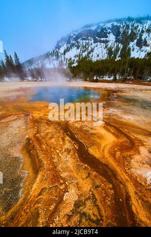 Stunning colorful pool of alkaline water in Yellowstone Stock Photo - Alamy