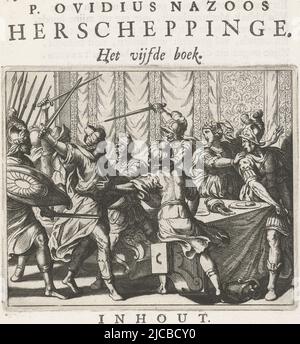 Phineus disrupts the wedding of Perseus and Andromeda, Abraham de Bruyn ...