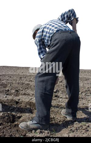Guy is digging ground. Man with shovel. Details of rural life. Digging ...