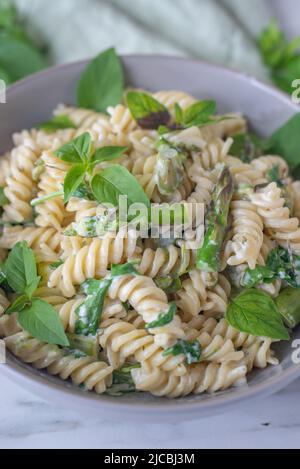 spring pasta with asparagus and wild garlic Stock Photo - Alamy