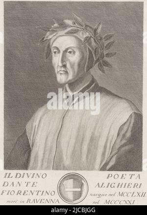 Portrait of Dante Alighieri; Portraits of famous Italians with coat of ...