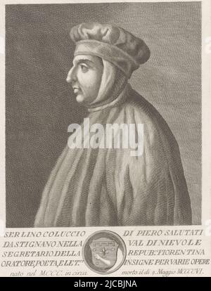 Portrait of Coluccio Salutati; Portraits of famous Italians with coat ...